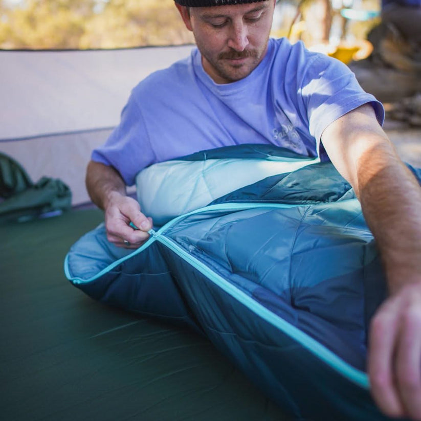 Wrap Sack 20° Sleeping Bag: Cascade Fade | Rumpl. Set. Go.